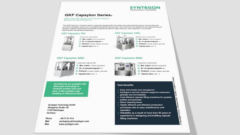 Capsule filling machines – GKF Capsylon » Syntegon
