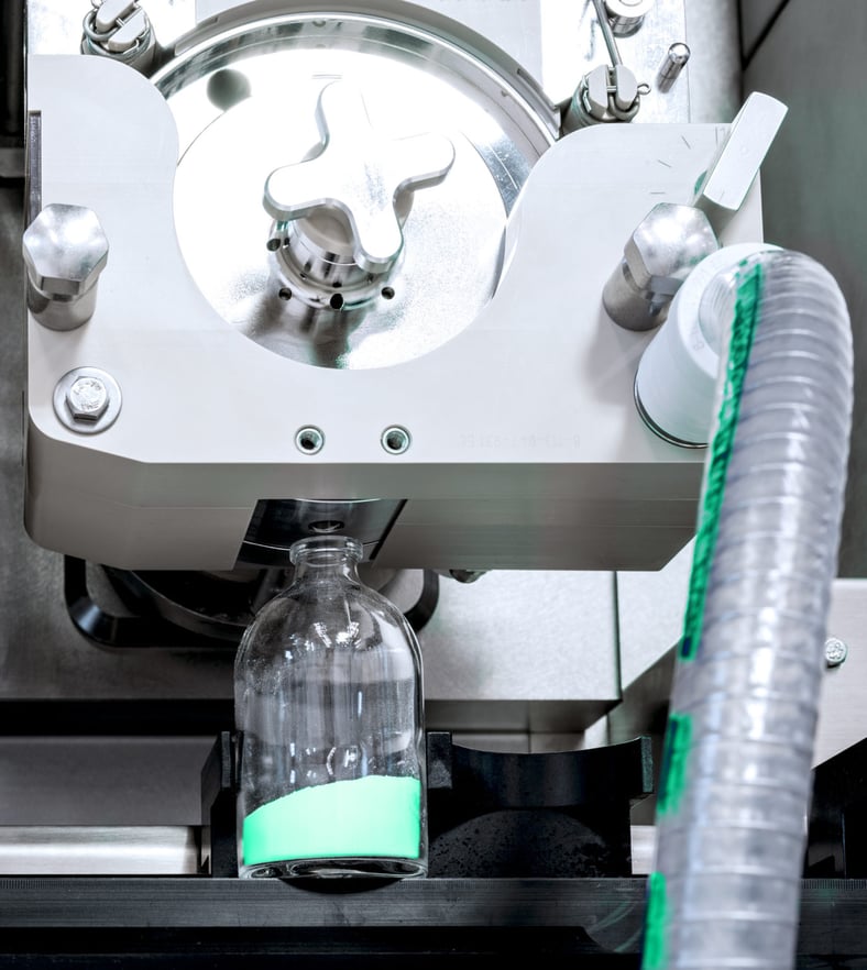 Filling pharmaceutical powders efficiently and safely